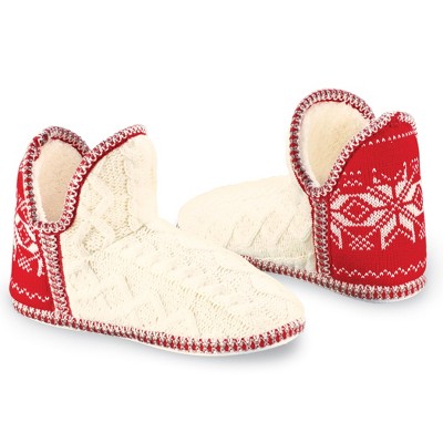 Collections Etc Warm & Cozy Braid Trim Cable Knit Bootie Slippers Large ...