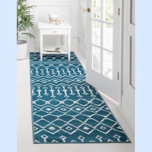 Unique Loom 2' 0 X 6' 7 Runner Moroccan Trellis Blue Runner Rug : Target