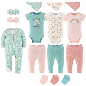 The Peanutshell Carefree Floral 15-Piece Baby Girl Clothes Set : Target