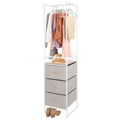 Mdesign Closet Storage Unit With 3 Drawers And Garment Rack : Target