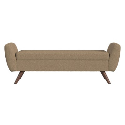 HomePop Modern Boucle Storage Bench with Wood Legs Brown: Upholstered ...