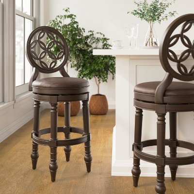HomeStock 48 in.H Brown Finish Low Back Wood Frame Barstool Wood Seat ...