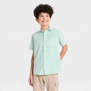 Boys' Textured Woven Shirt - All In Motion™ Light Teal Green S : Target