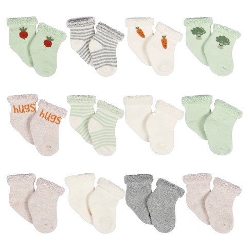 Gerber Baby Neutral 12-pack Terry Wiggle Proof® Socks Happy Veggies ...