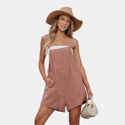 Women's Pink Romper With Pockets For Summer Getaways - Cupshe : Target