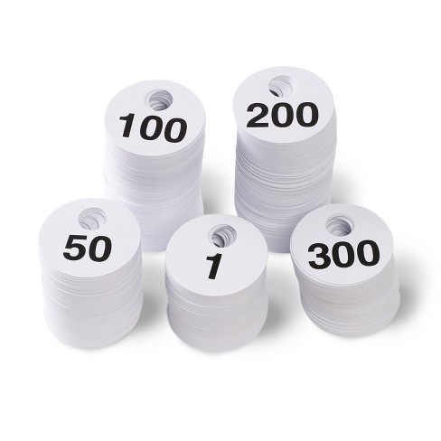 Juvale 2 Sets Of Round Numbered Tags 1-300, Double-sided Plastic Coat ...