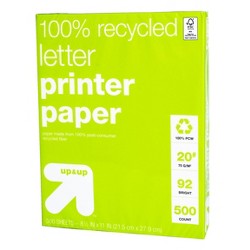 Recycled Printer Paper Letter Size 20lb 500ct White - Up & Up™ : Target