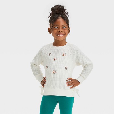 Toddler Girls' Crew Neck Cable Knit Uniform Sweater - Cat & Jack™ Blue ...