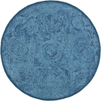 Ikat Ikt506 Hand Tufted Area Rug - Dark Blue - 6' Round - Safavieh ...