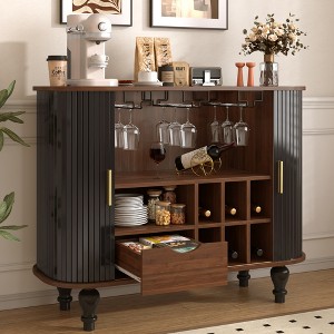 ModernLuxe Fluted Liquor & Coffee Bar Cabinet, Mid-Century Modern ...