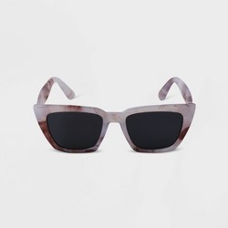Women's Plastic Angular Square Sunglasses - A New Day™ Black : Target