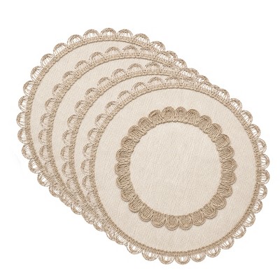 Dainty Home St. Kitts 15" Round Natural Paper Multicolor Placemats Set ...