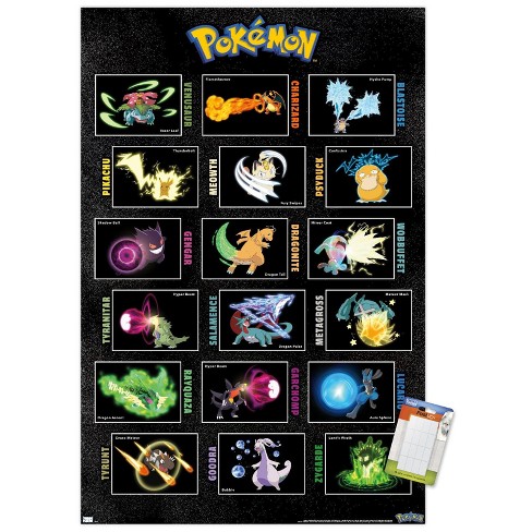 Trends International Pokémon - Moves Grid Unframed Wall Poster Prints ...