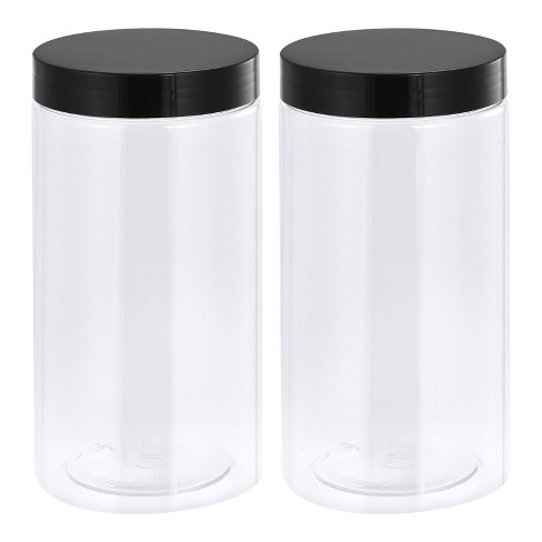 Unique Bargains Round Clear Plastic Storage Jars With Black Screw Top ...