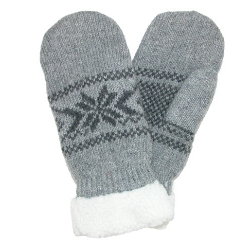 Grand Sierra Women's Ragg Wool Snowflake Mitten, Light Grey : Target