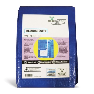 Moose Supply 5 Mil Waterproof Blue Poly Tarp Covers With Grommets : Target