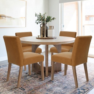 Set Of 4 North Faux Leather Upholstered Parson Chair - Maison Boucle ...