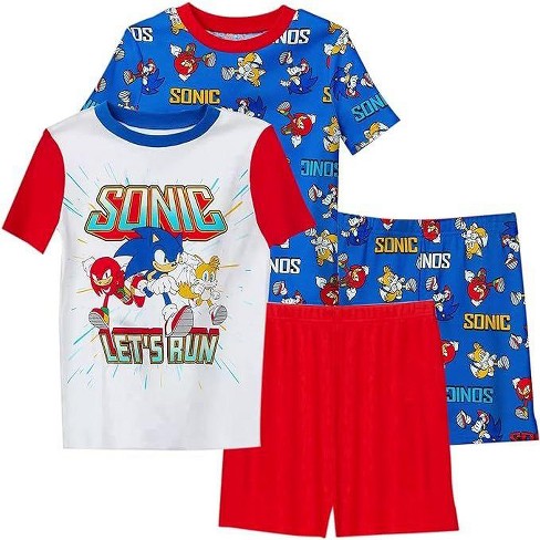 Sonic The Hedgehog Little Boy's 4-piece Cotton Pajama Set, Lets Run, 6 ...