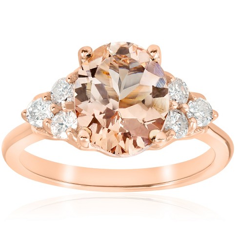 Pompeii3 2 1/3 Cttw Oval Morganite & Diamond Engagement Ring 14k Rose Gold : Target
