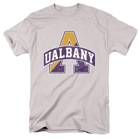 University At Albany Official Distressed Primary Adult T-shirt, Silver ...