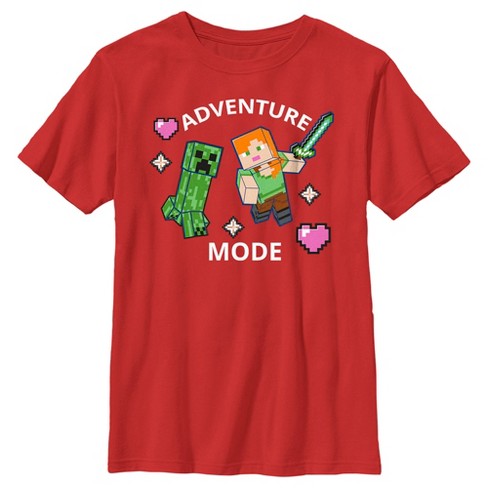 Boy's Minecraft Adventure Mode Alex And Creeper T-shirt : Target