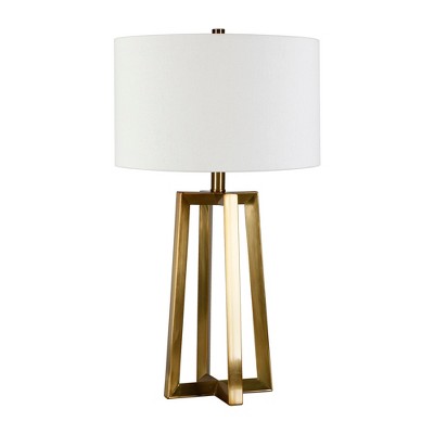 Hudson and Canal 24.5" Tall Table Lamp with Fabric Shade Brass/White ...