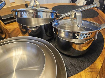 12pc Stainless Steel Cookware Set With 6pc Pan Protectors Silver ...