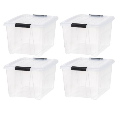 Iris 33qt 4pk Plastic Storage Bins With Lids And Latching Buckles : Target