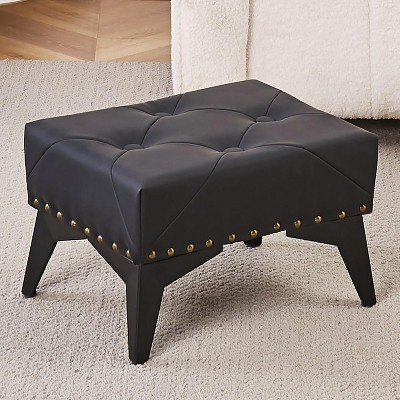 Ktmbdw Small Footstool Ottoman, Leather Soft Footrest Ottoman With Iron ...