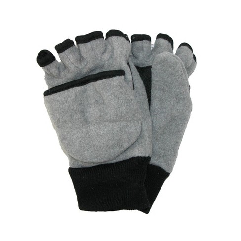 Ctm Kids' 4-7 Fleece Flip Top Fingerless Gloves And Mitten, Grey : Target