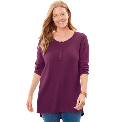 Woman Within Women's Plus Size Easy Maxi Tunic - 14/16, Plum Purple ...