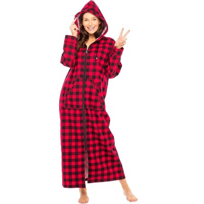 Alexander Del Rossa Women's Cotton Flannel Zip Up Robe, Long Lounge ...