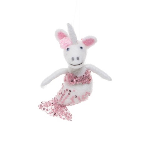 Gallerie Ii Unicorn Christmas Xmas Ornament Mermaid Wool Holiday ...