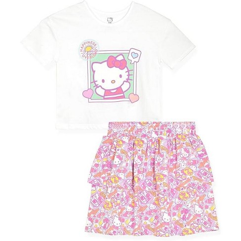 Hello Kitty Toddler Girl's 2-piece Short Sleeve Top & Skirt Set, Pink ...