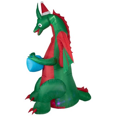 Northlight 6' Inflatable Led Lighted Dragon With Gift Outdoor Christmas ...