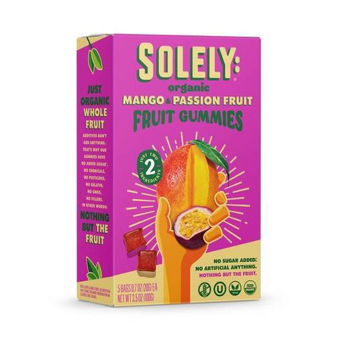 Solely Organic Mango & Passion Fruit Whole Fruit Gummies - 3.5oz/5ct ...