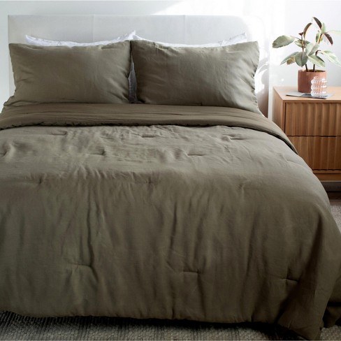 French Linen Comforter & Sham Set - Twin/twin Xl - Moss | Bokser Home ...