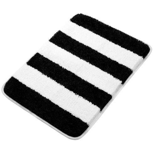 Piccocasa Microfiber Striped Bathroom Rugs Shaggy Soft Thick Water ...