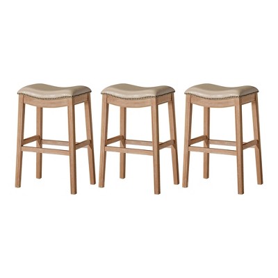 Maven Lane Adrien 31 Inch Bar Height Upholstered Backless Saddle ...