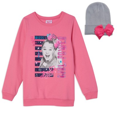 Jojo Siwa Fashion Pullover Fleece Long Sleeve Sweater & Hat Jojo Siwa ...