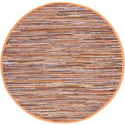 Rag Area Rug Rar127 Hand Woven Area Rug - Gold/multi - 6' Round ...