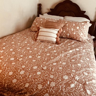 12pc Queen Floral Boho Comforter & Sheets Set Terracotta Pink ...