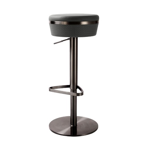 Astro Grey Woven Vegan Leather Adjustable Stainless Steel Stool : Target