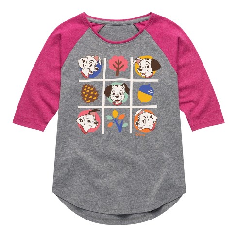 Girls' 101 Dalmatians Tic Tac Toe Grid Of Puppies - Athletic Heather ...