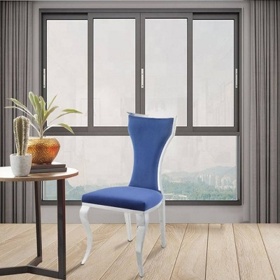 21" Varian Side Chair Blue Fabric/antique Platinum - Acme Furniture ...