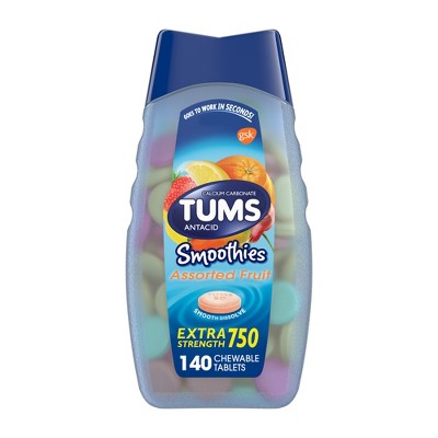 Tums Extra Strength Smoothies Assorted Fruit Antacid Chewable Tablets ...