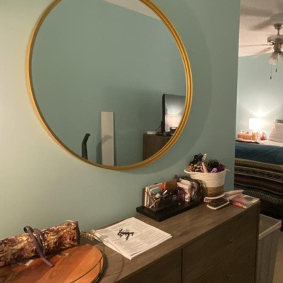 34" Round Decorative Wall Mirror Brass - Threshold™ Designed With ...