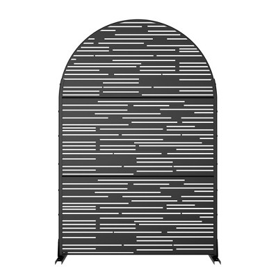 Pexfix 72 In. H X 35 In. W Arched Outdoor Metal Privacy Screen In Black ...