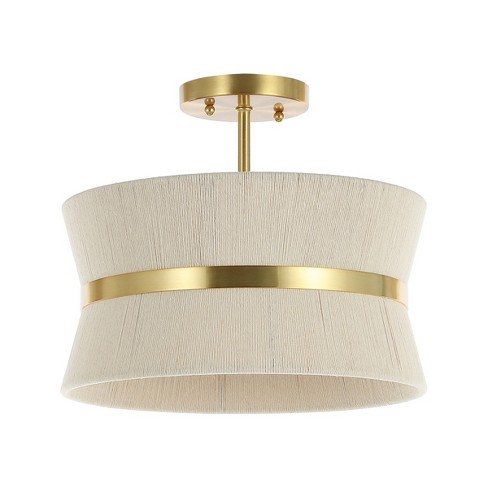 Desert 3 Light 13 Inch Semi-flush Mount - Bleached Natural/brass Gold ...