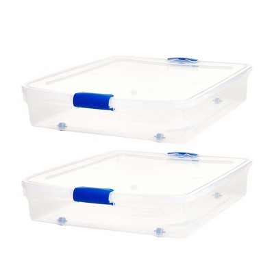 Homz 56-quart Clear Underbed Storage Container With Lid And Wheels, 4 ...